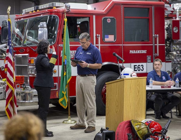 First woman fire chief in Clark County sworn in among family, friends ...