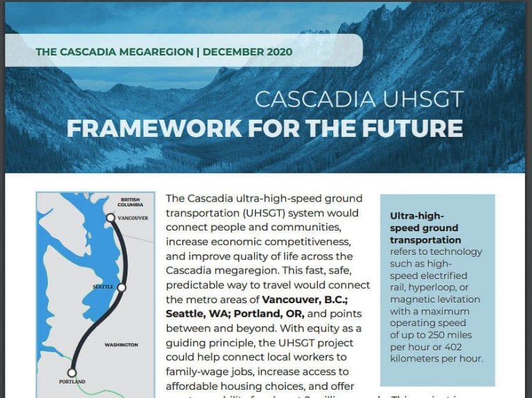 Cascadia High Speed Rail proposed 12 daily Seattle-to-Portland trips ...